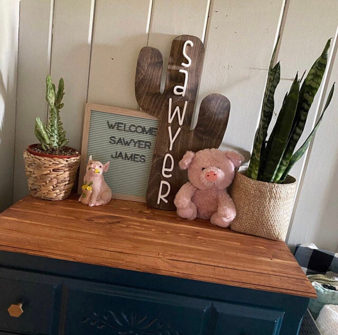 Wooden Cactus Name Sign Rustic Cactus Wall Decor Nursery - Etsy