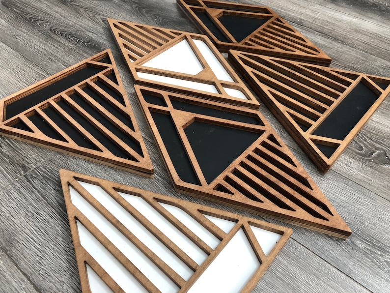 Diamond and Triangles Wood Sign Bohemian Wall Decor Mid - Etsy