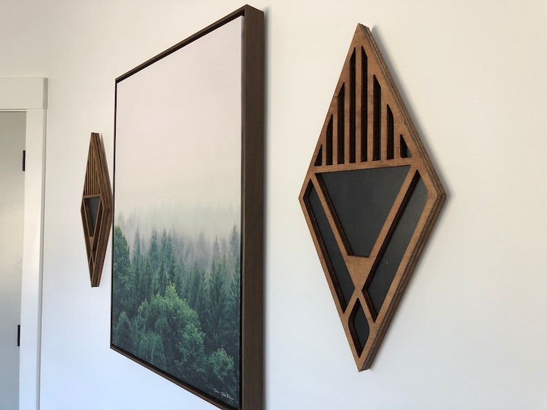 Diamond and Triangles Wood Sign Boho Wall Decor Geometric - Etsy