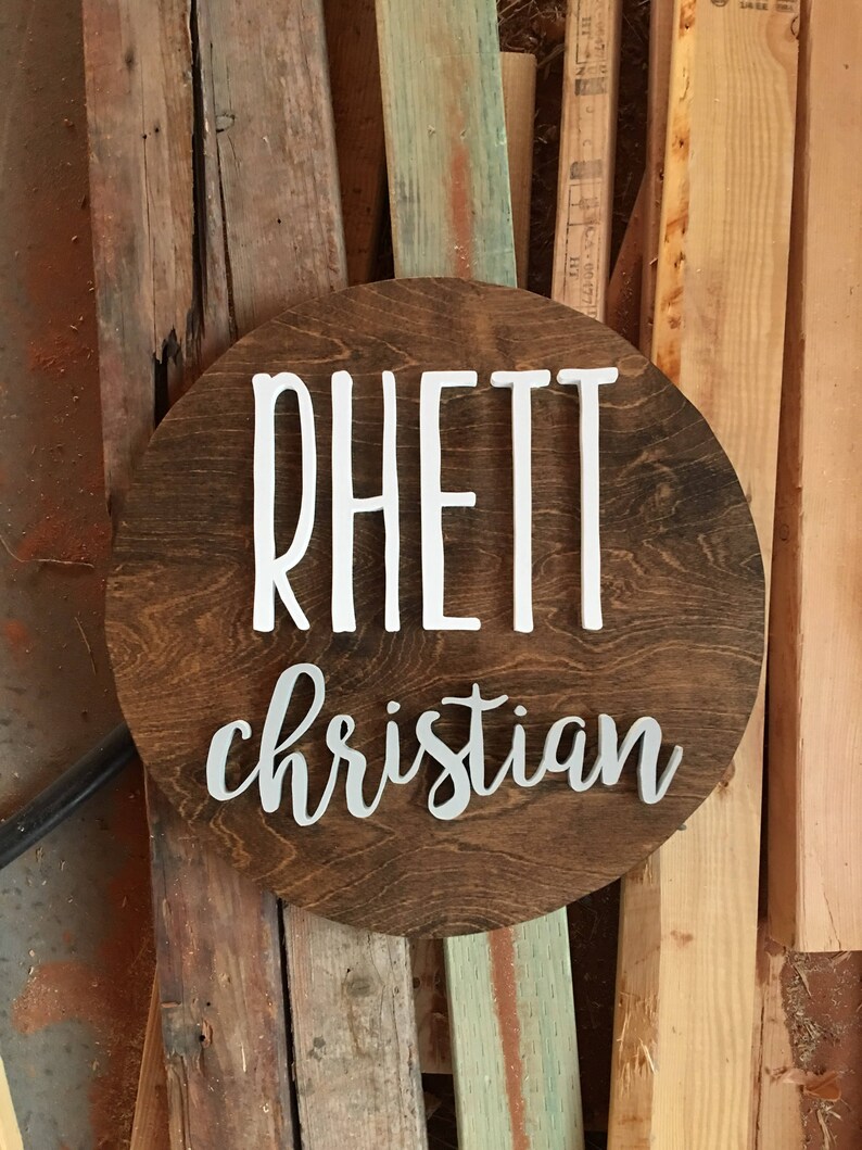 18 Inch Round Custom Name Sign nursery Name Sign Wood Cut - Etsy