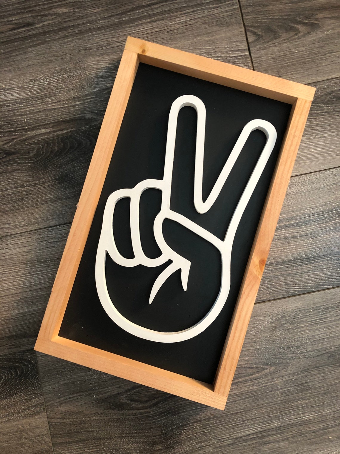 Peace Sign Wood Sign Framed Farmhouse Home Decor Custom | Etsy