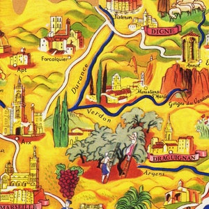 Gascony Illustrated Map by Lucien Boucher | Gascogne and Béarn French ...