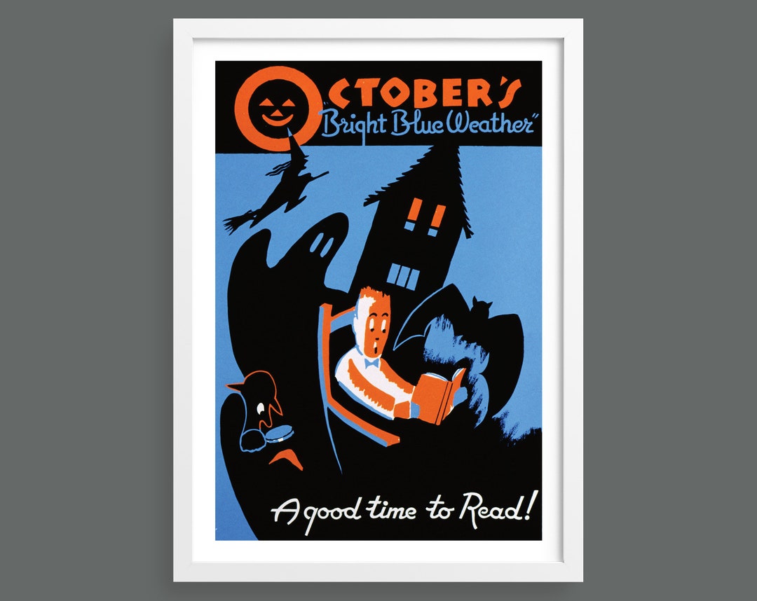 October's Bright Blue Weather | Vintage Poster Print for Book Lovers - Etsy