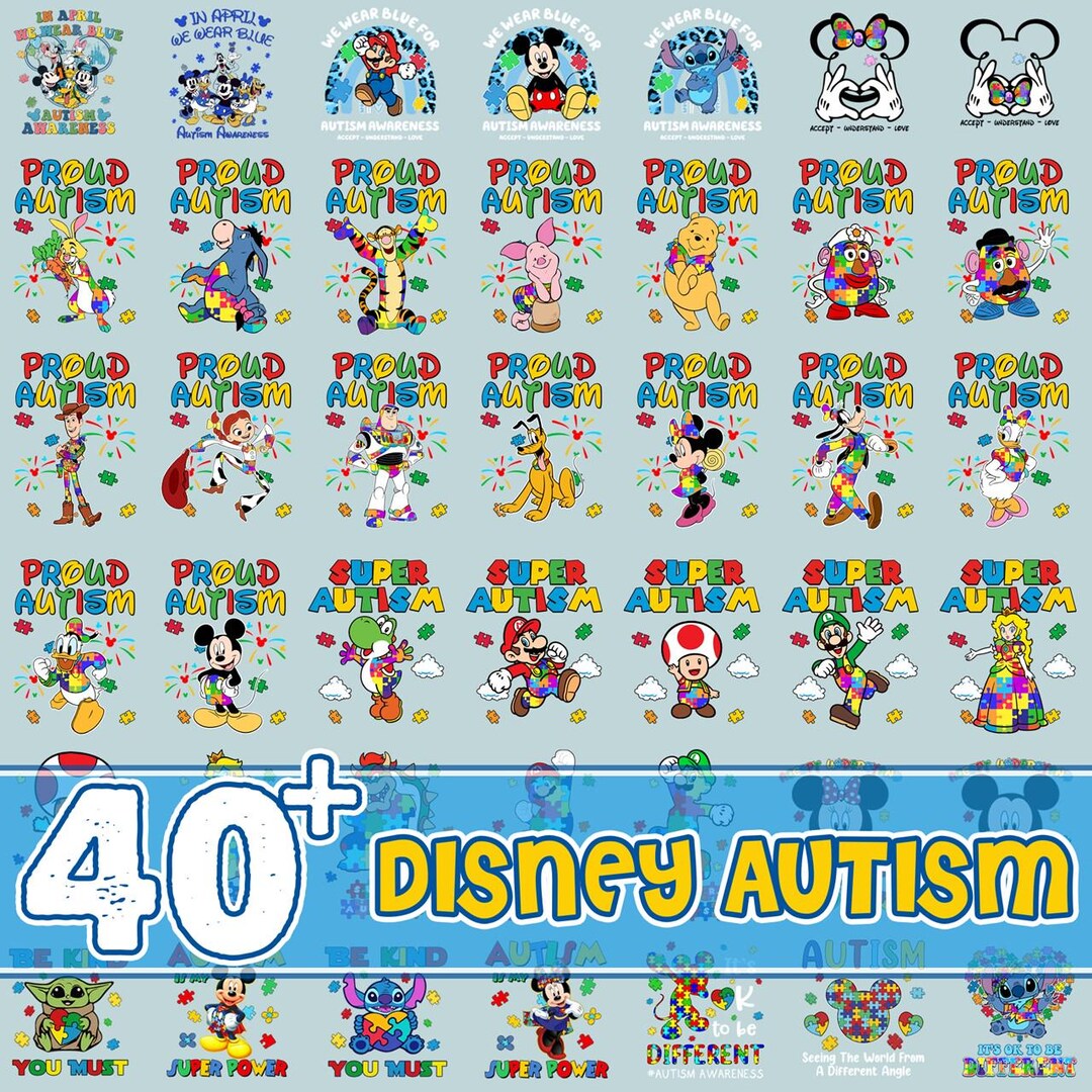 Disneyland Autism Awareness Bundle Png, Cartoon Autism Awareness Png ...