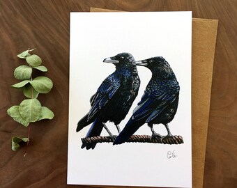 Crow card | Etsy
