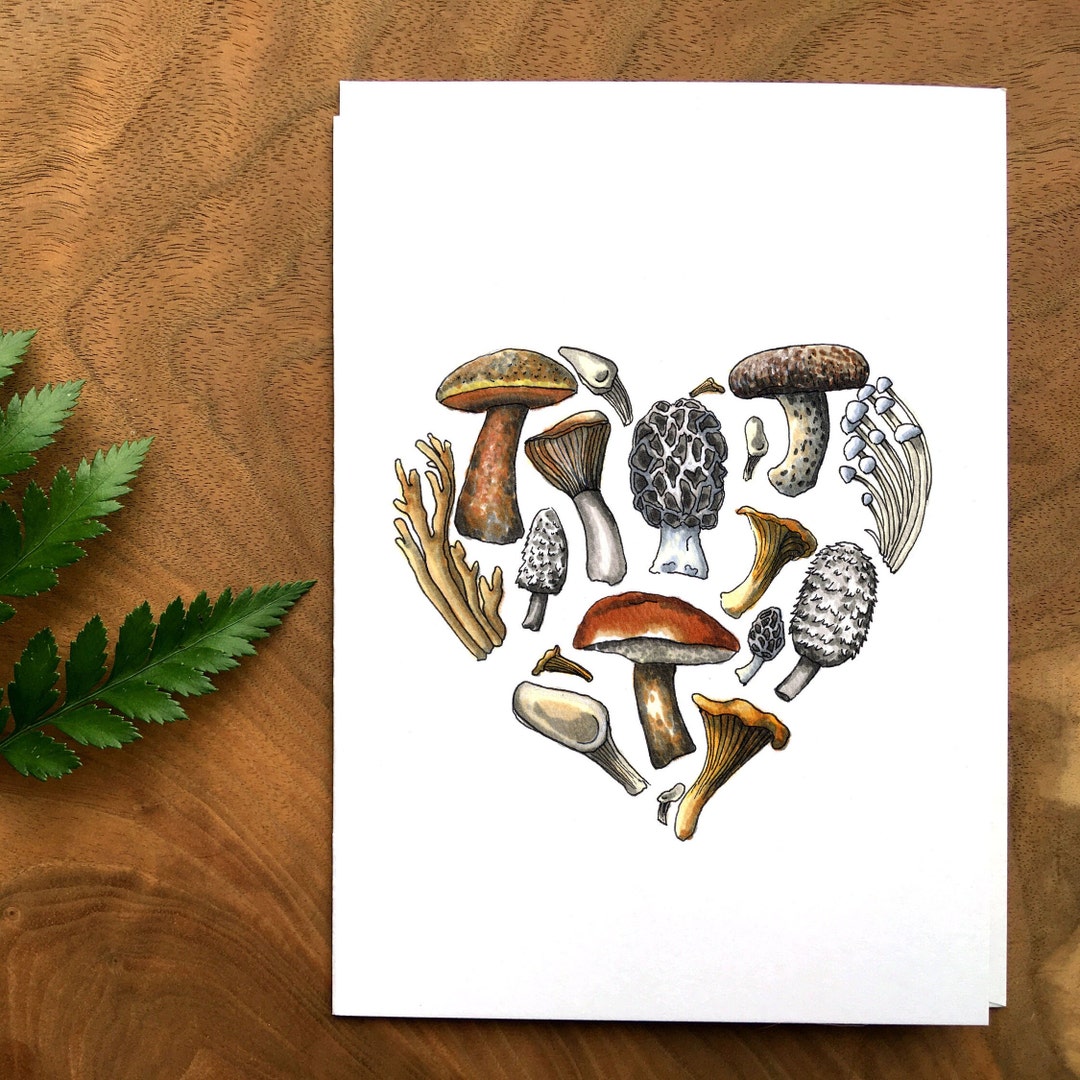 Greeting Card Heart of Mushrooms 7 X 5 in High Resolution Print Artwork ...