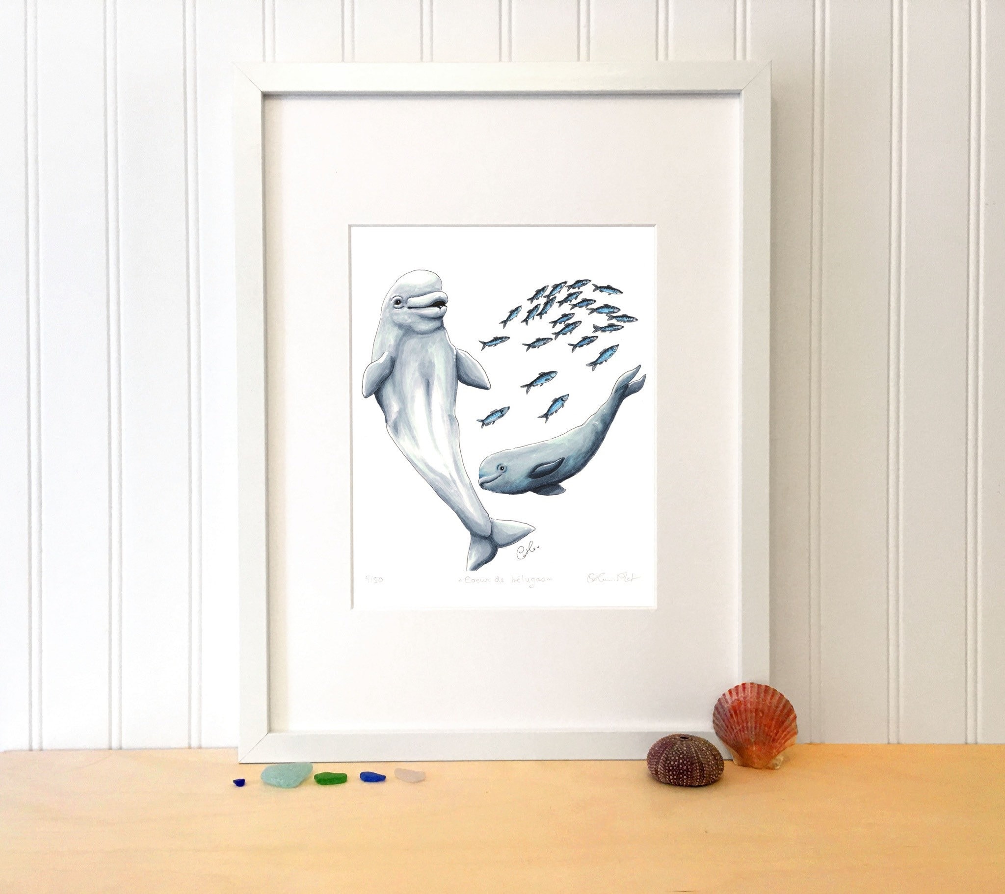 Art print Heart of beluga whale 10 x 8 in Signed | Etsy