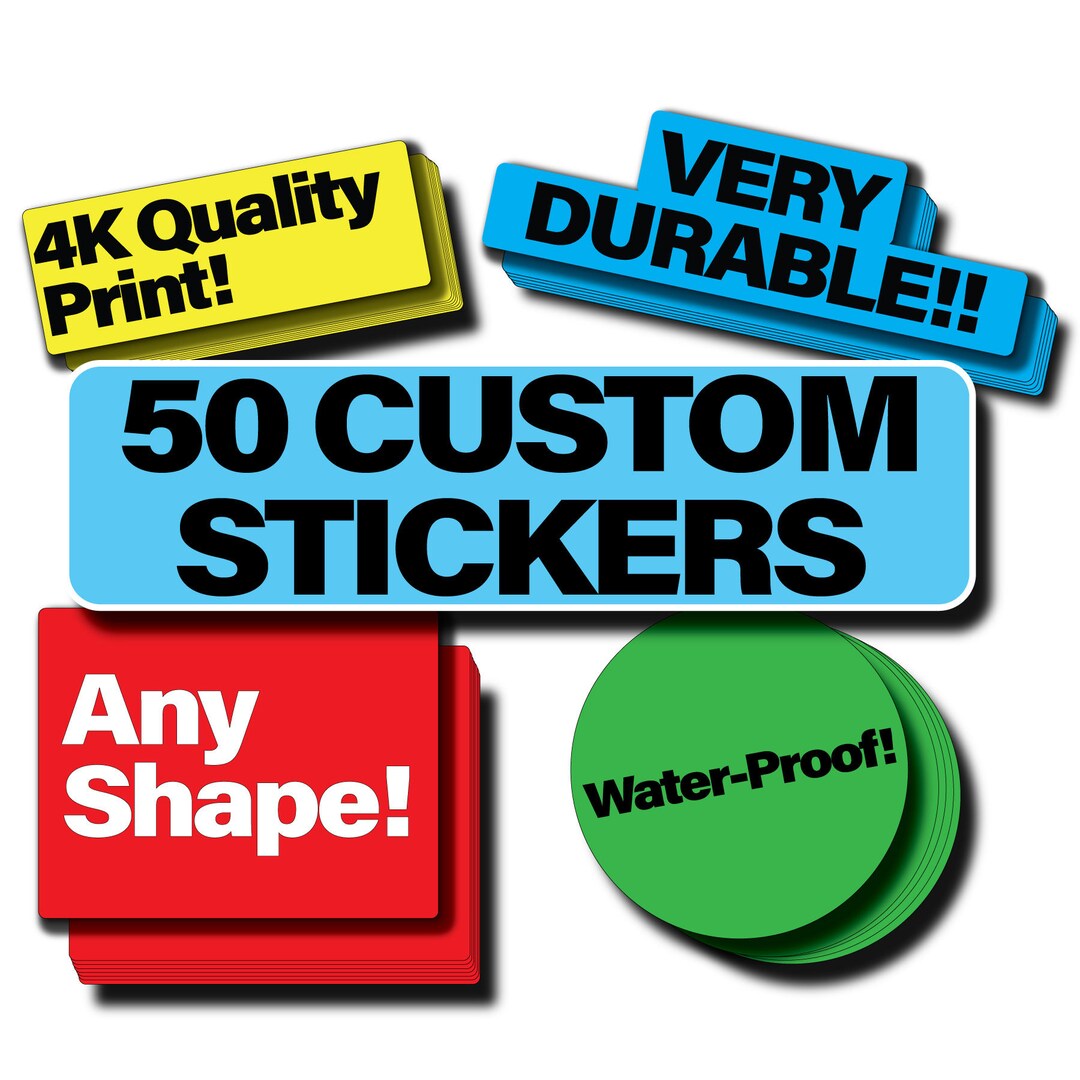 50 Custom Die-cut Decals Premium Vinyl Waterproof Stickers - Etsy