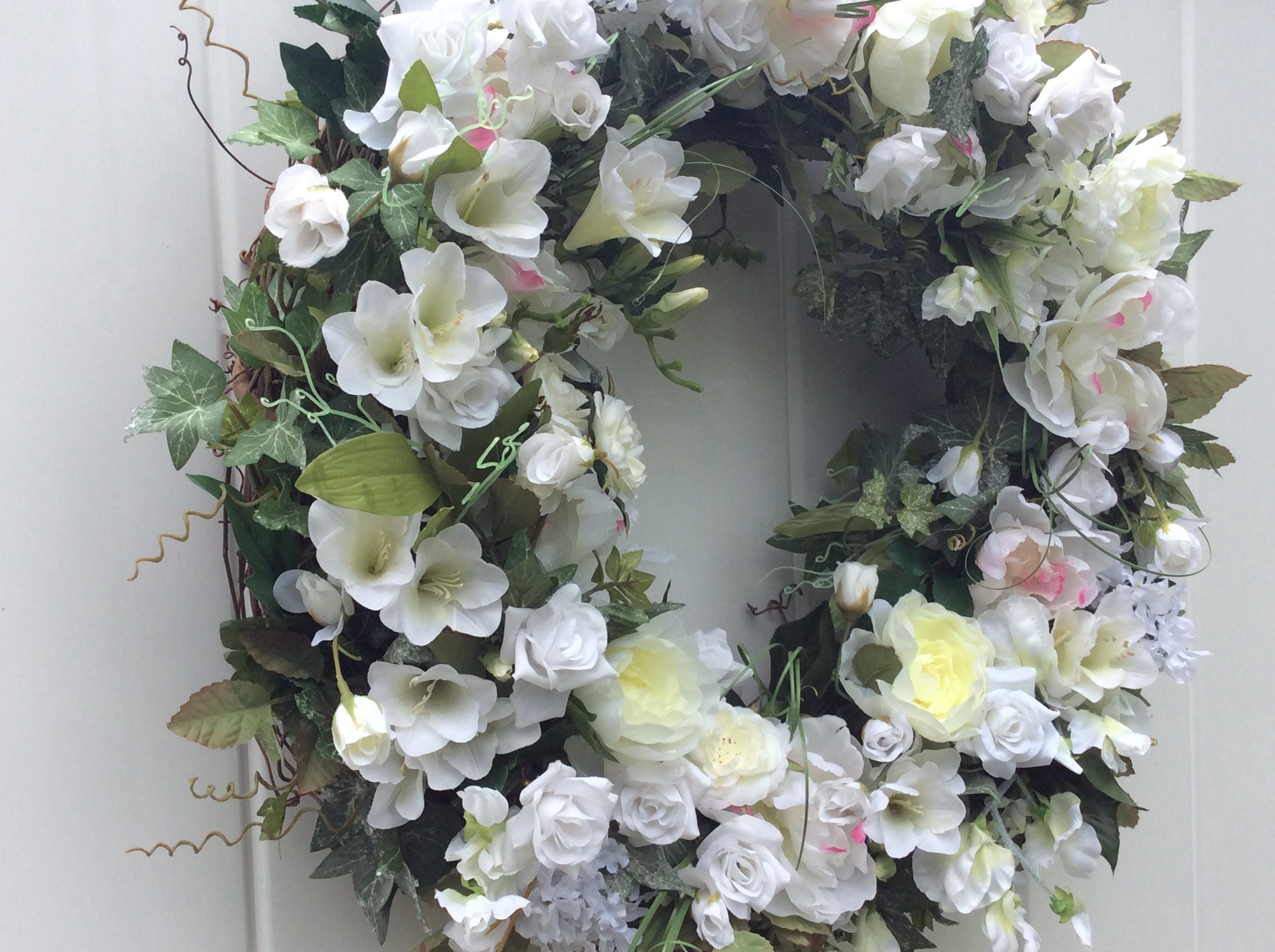 Flower Wreath All White Flowers Floral Wreath Romantic | Etsy