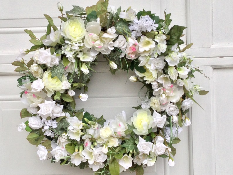 Flower Wreath All White Flowers Floral Wreath Romantic | Etsy