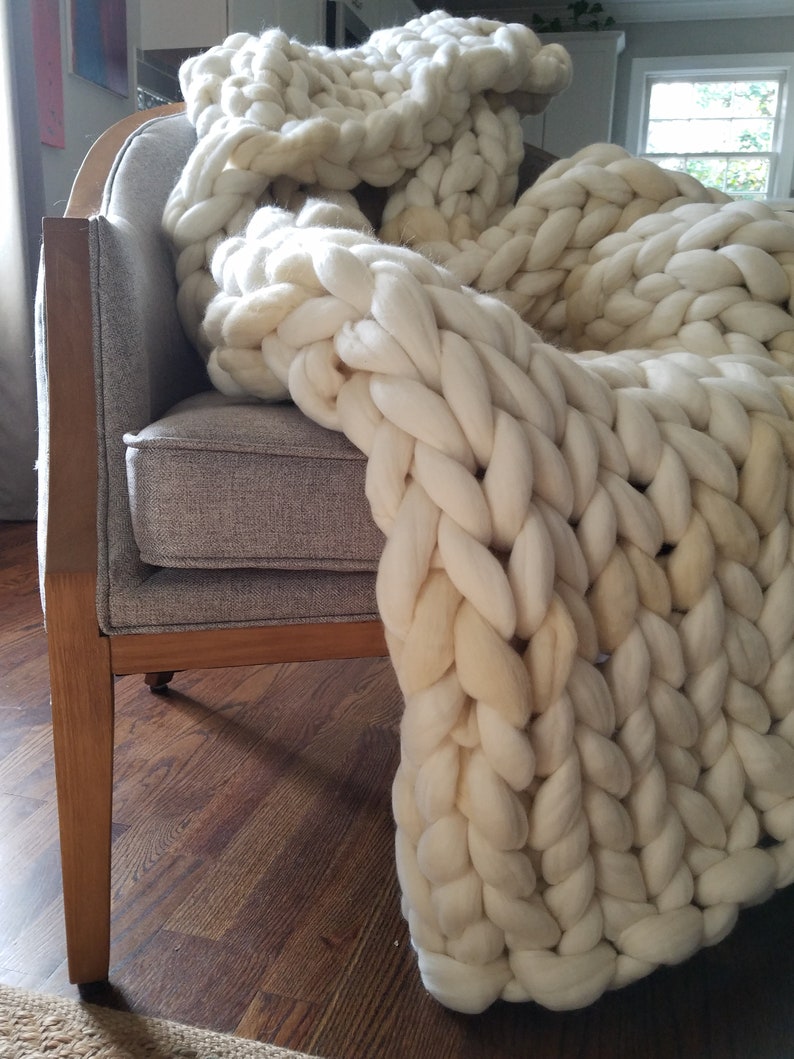 Chunky Knit Throw - Etsy