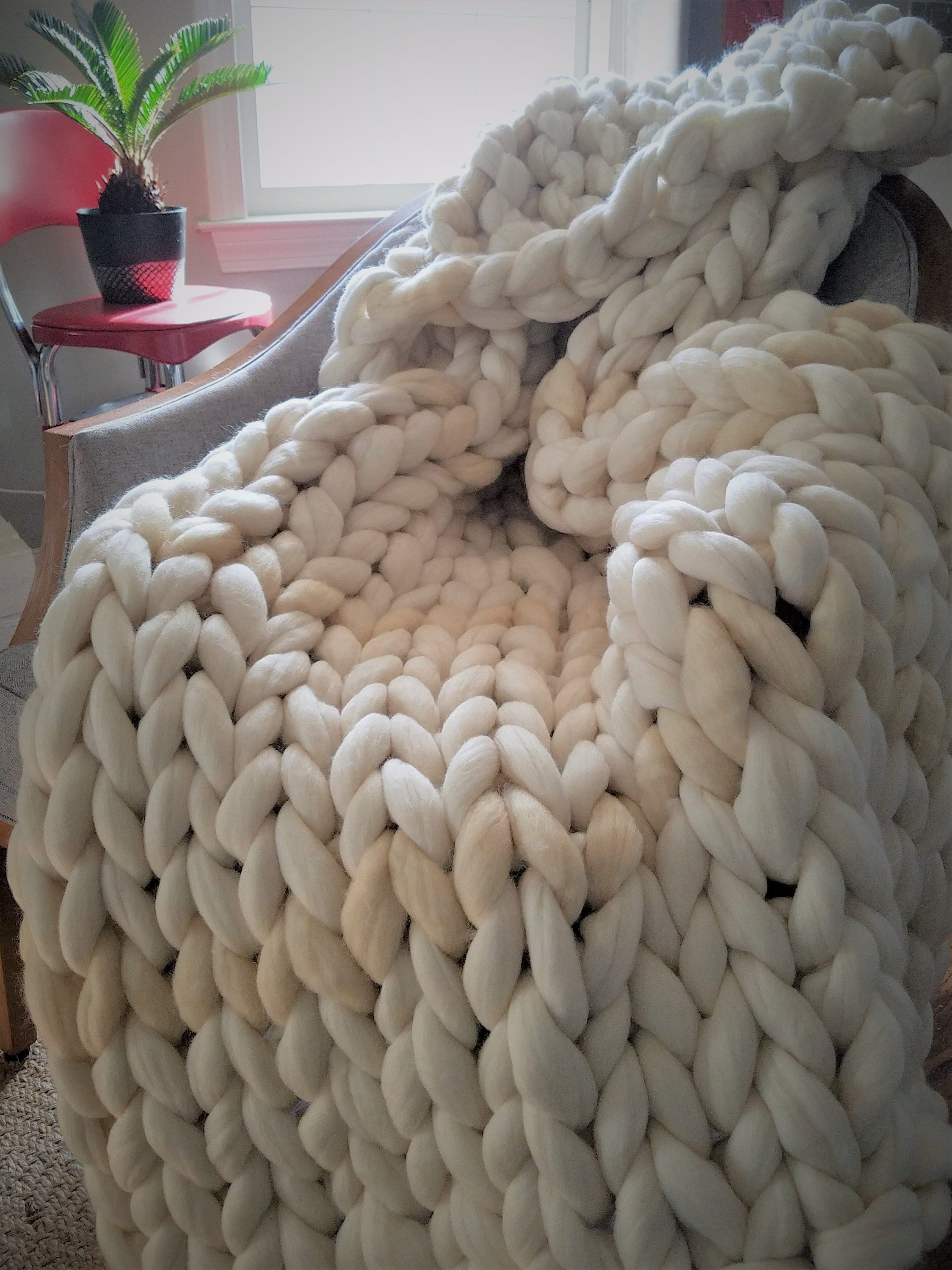 Chunky Knit Throw - Etsy