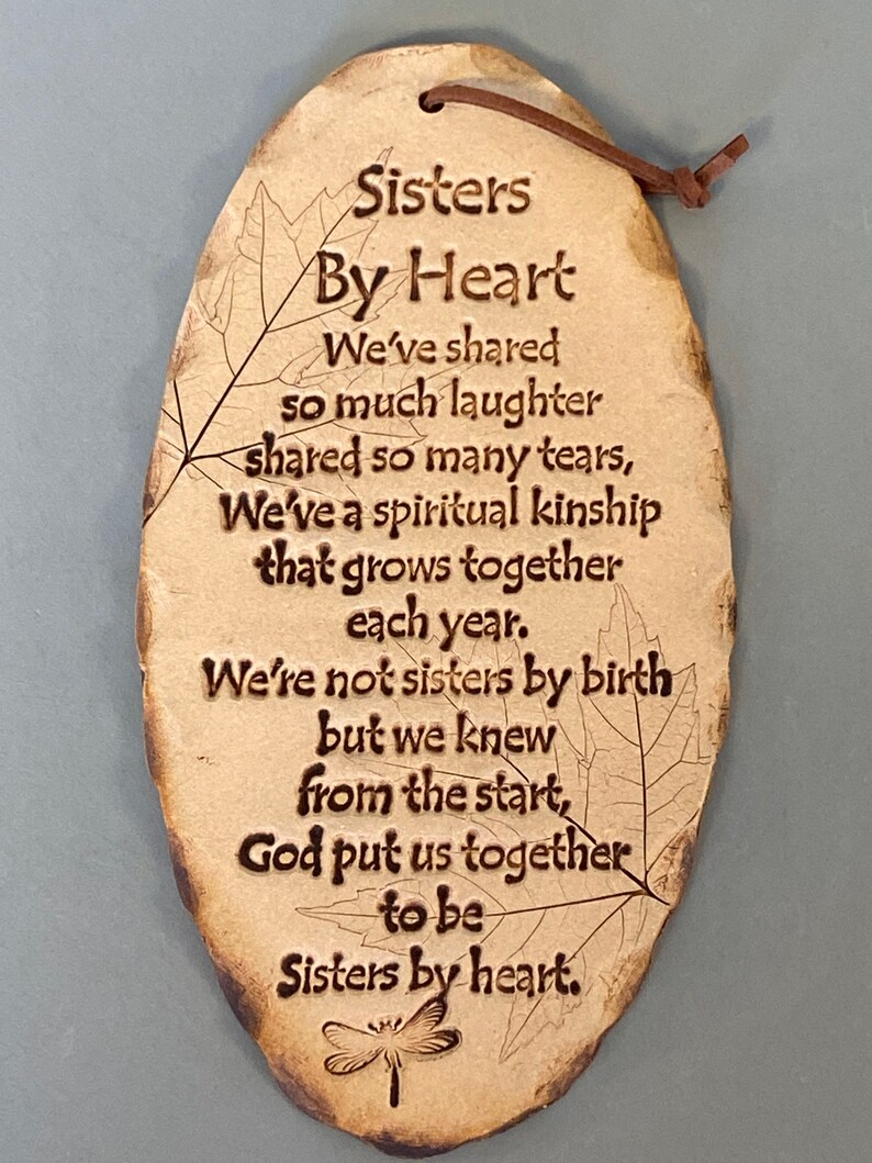 Sisters by Heart poem in clay | Etsy