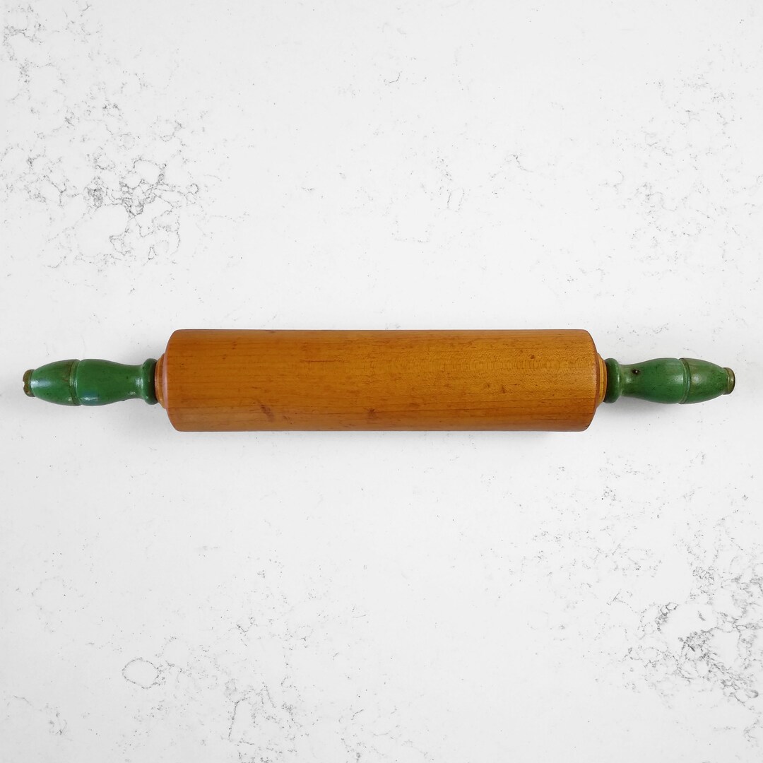 Restored Vintage Medium Rolling Pin, Pretty Green Handles - Etsy