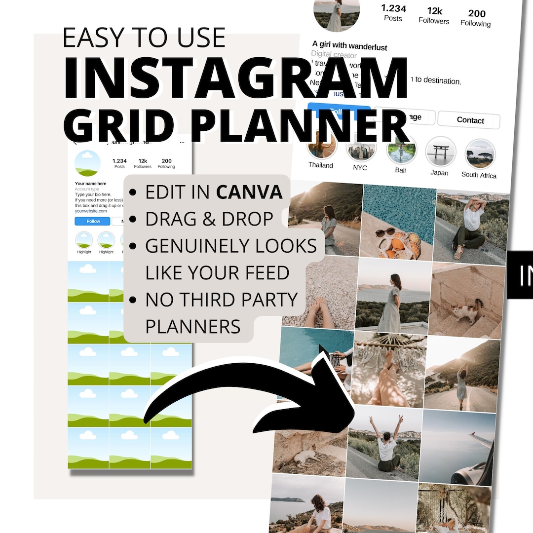 Instagram Grid Planner, Drag & Drop Instagram Feed Planner, Canva ...