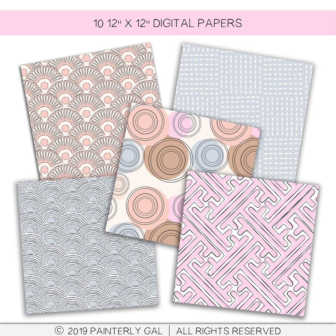 Simple Aesthetic Digital Papers Geometric Seamless Patterns - Etsy