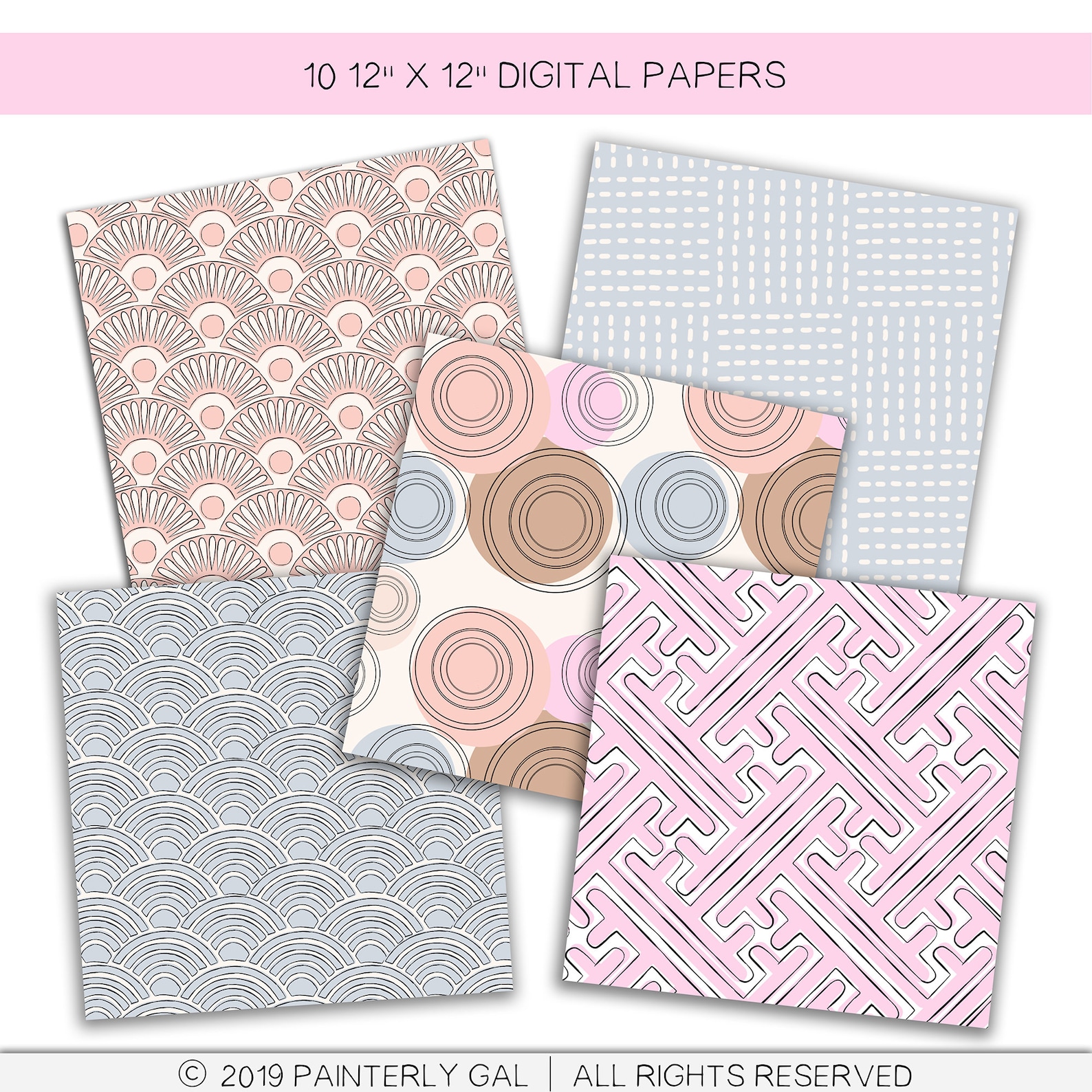 Simple Aesthetic Digital Papers Geometric Seamless Patterns - Etsy