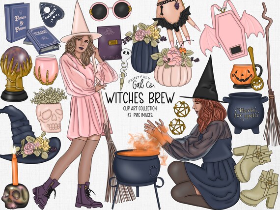 Witches Brew Halloween Clip Art Witch Digital Stickers - Etsy