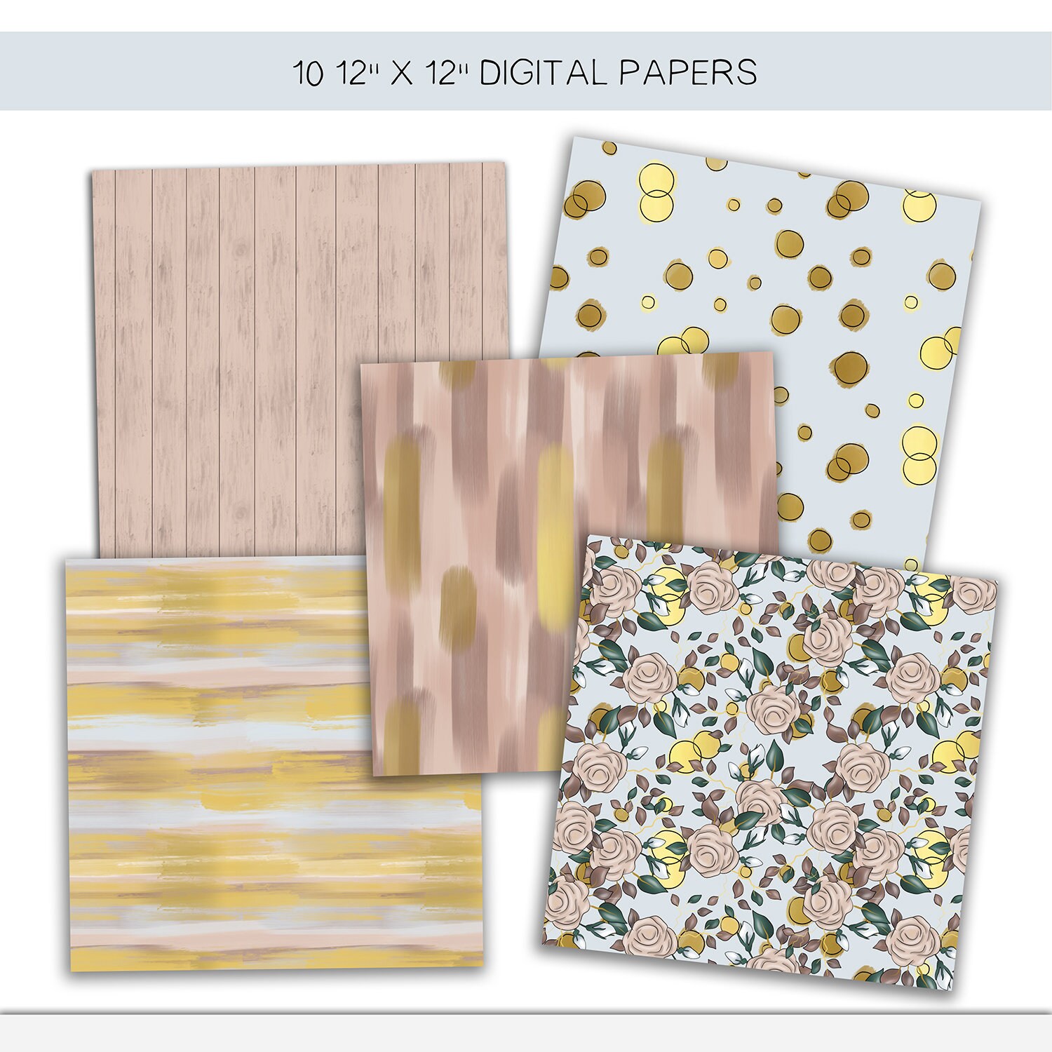 Bookish Digital Papers Rustic Floral Seamless Patterns | Etsy