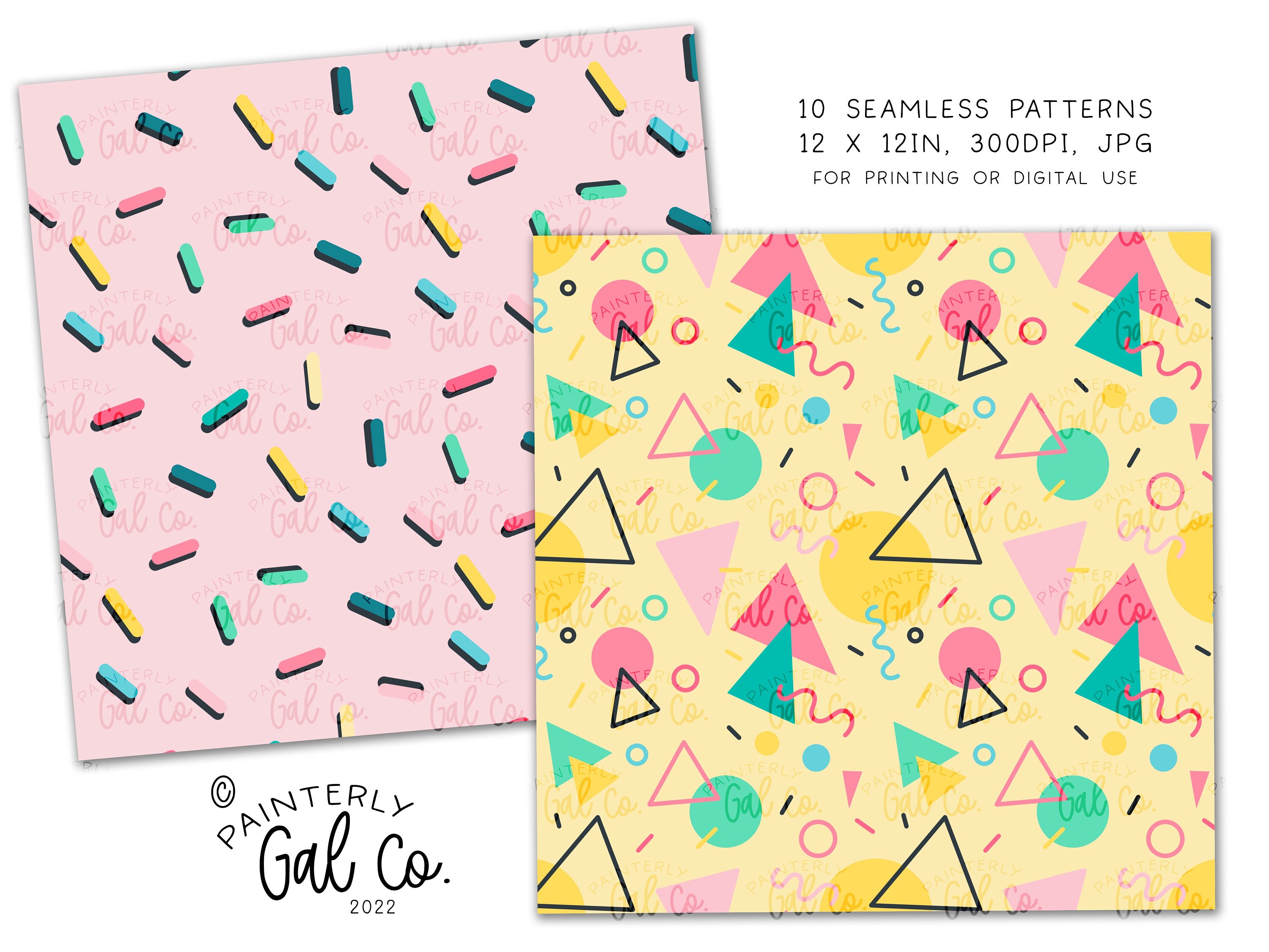 Retro Miami Digital Papers | Retro Summer Seamless Patterns ...