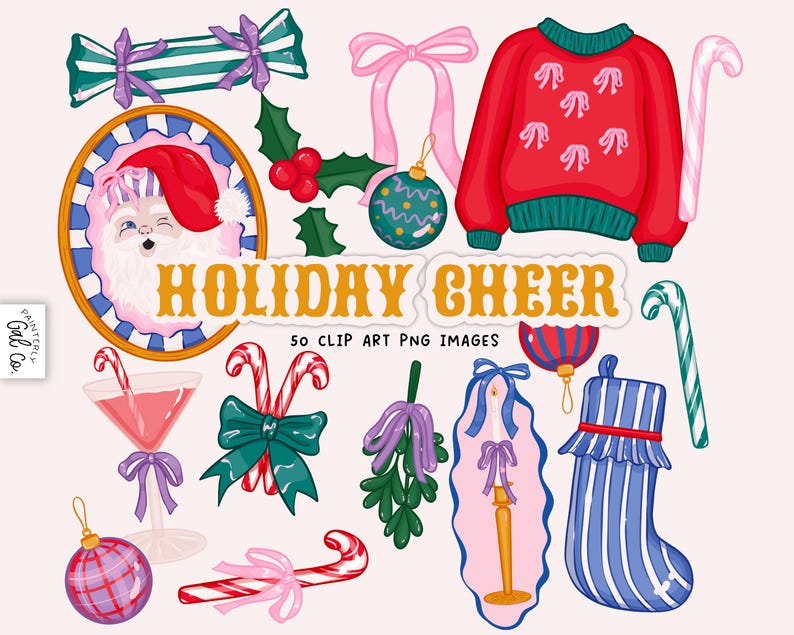 Holiday Cheer Clip Art, Christmas Digital Stickers, Circus Christmas ...