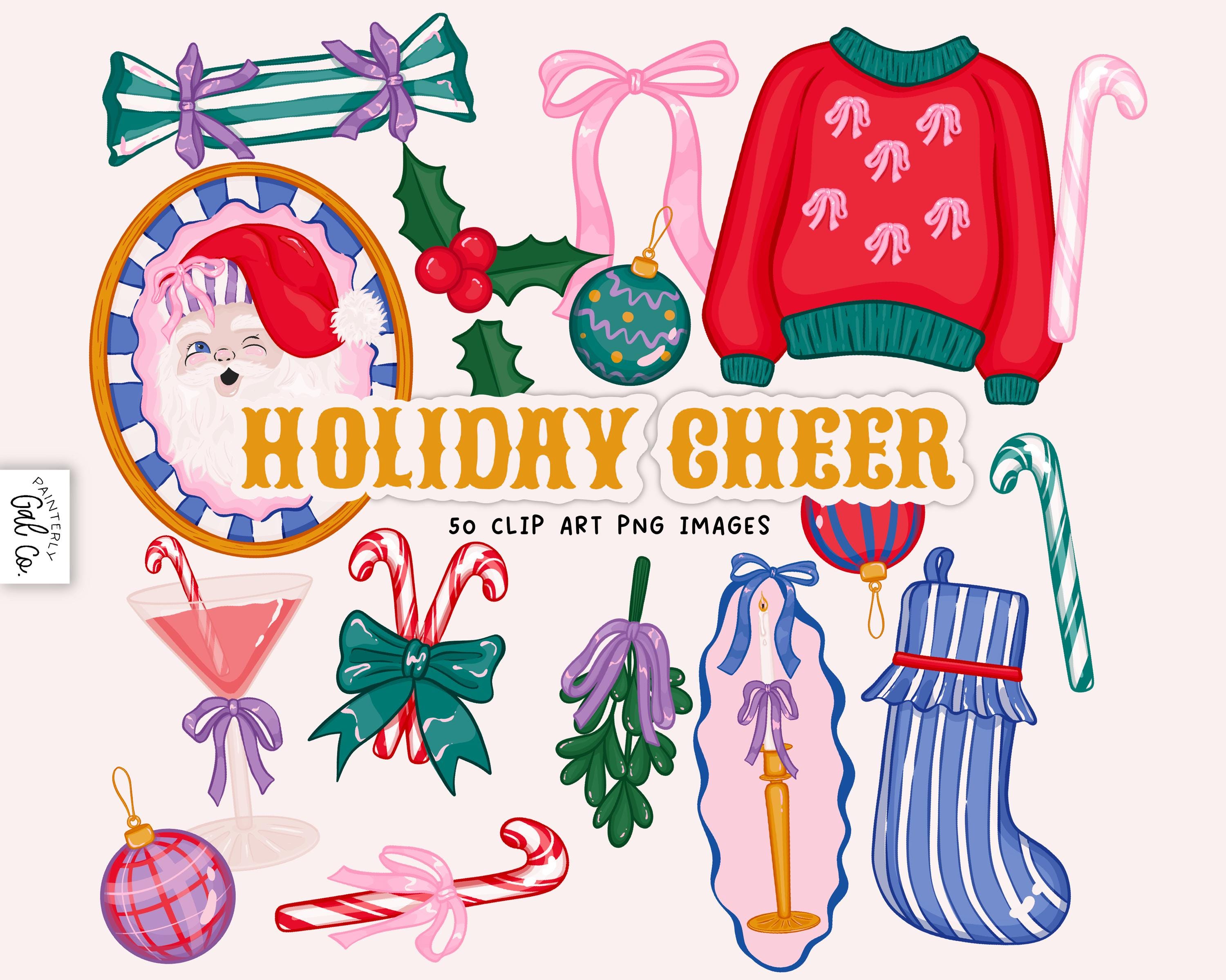 Holiday Cheer Clip Art, Christmas Digital Stickers, Circus Christmas ...
