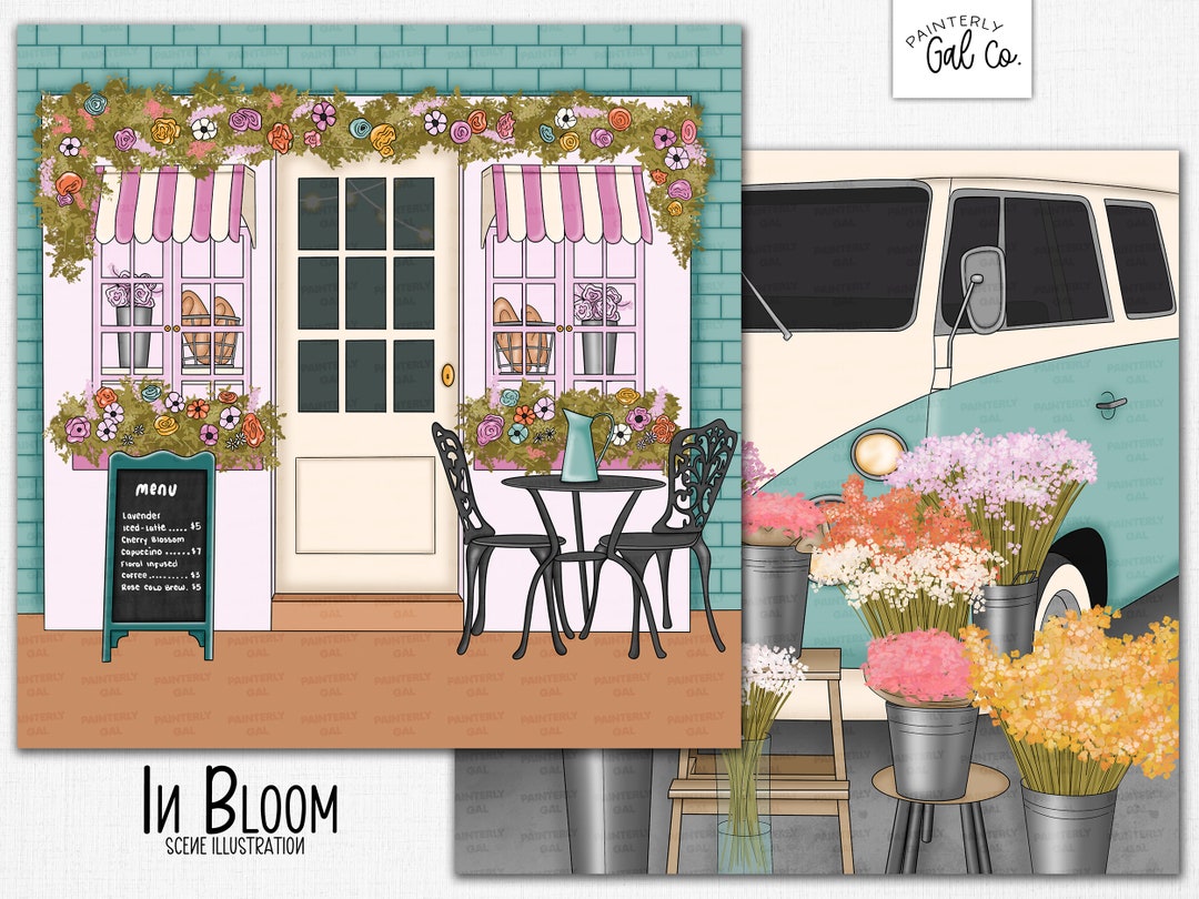In Bloom Scene Illustration | Clip Art Add On. - Etsy
