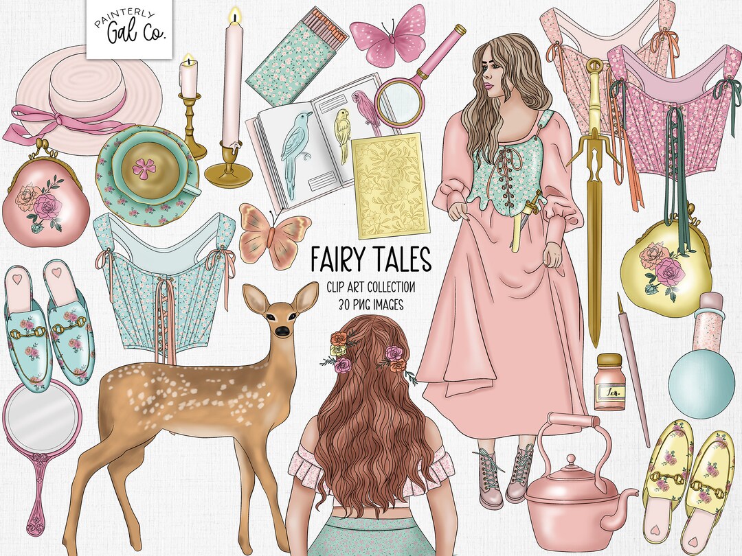 Fairy Tale | Fantasy, Cottage Core Clipart. Floral Digital Art, Digital ...