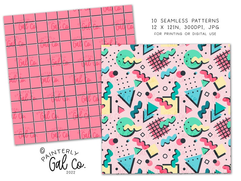 Retro Miami Digital Papers | Retro Summer Seamless Patterns ...