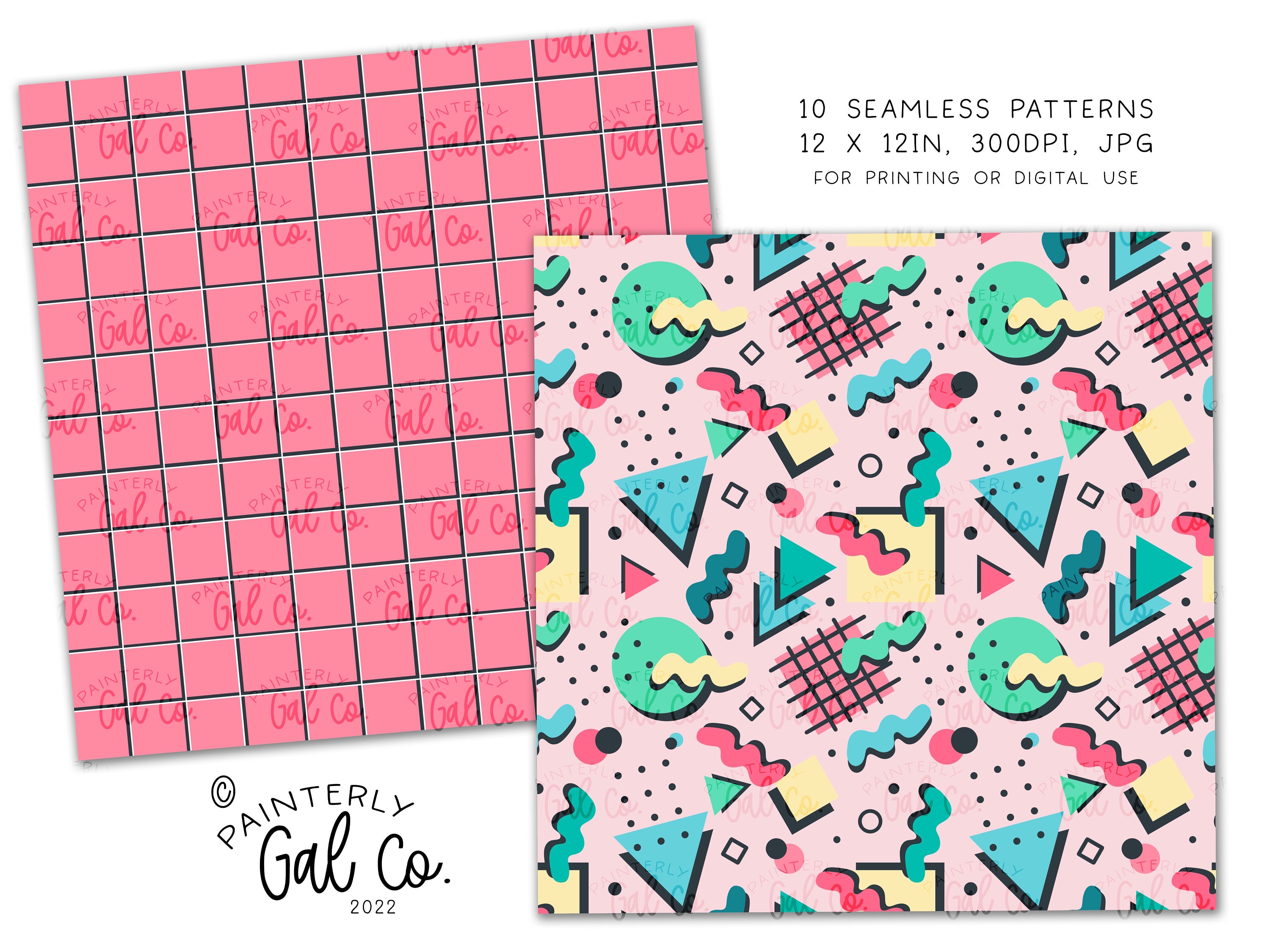 Retro Miami Digital Papers | Retro Summer Seamless Patterns ...