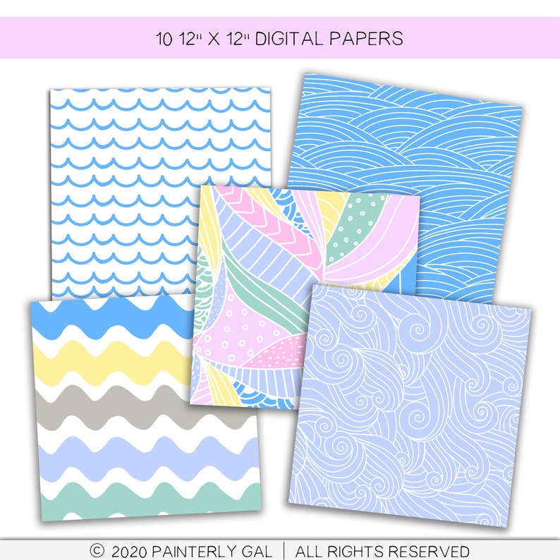 Beach Vibes, Summer Digital Papers | Beachy Seamless Patterns ...