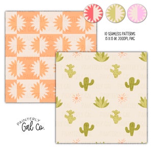 Roadtrip Digital Papers, Seamless Patterns Desert, Cactus, Modern ...