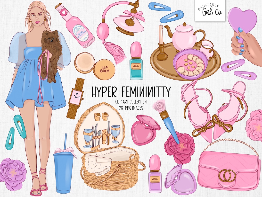 Hyper Femininity | Girly, Fashion Clip Art. Lifestyle, Makeup Digital ...