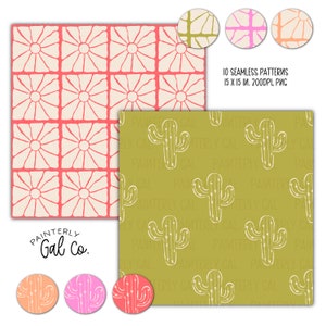 Roadtrip Digital Papers, Seamless Patterns Desert, Cactus, Modern ...