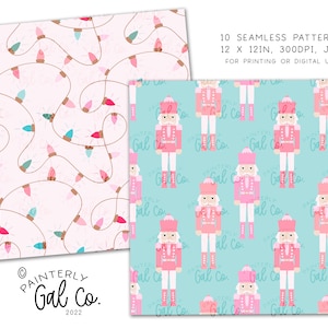 Pink Christmas Digital Papers | Christmas Seamless Patterns ...