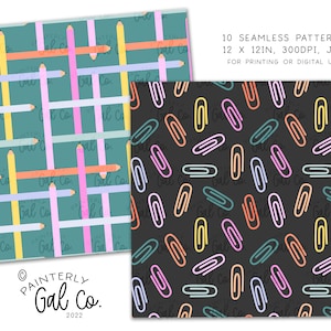 School Days Digital Papers | First Day of School Seamless Patterns ...