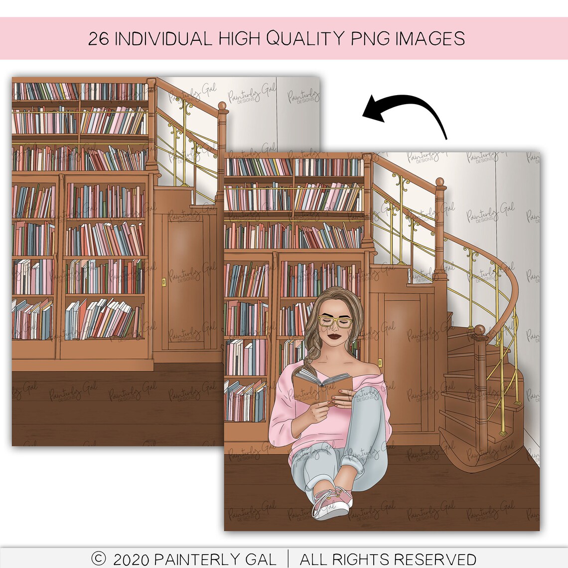 Bibliophile Book Lover Clip Art Library Digital Art - Etsy