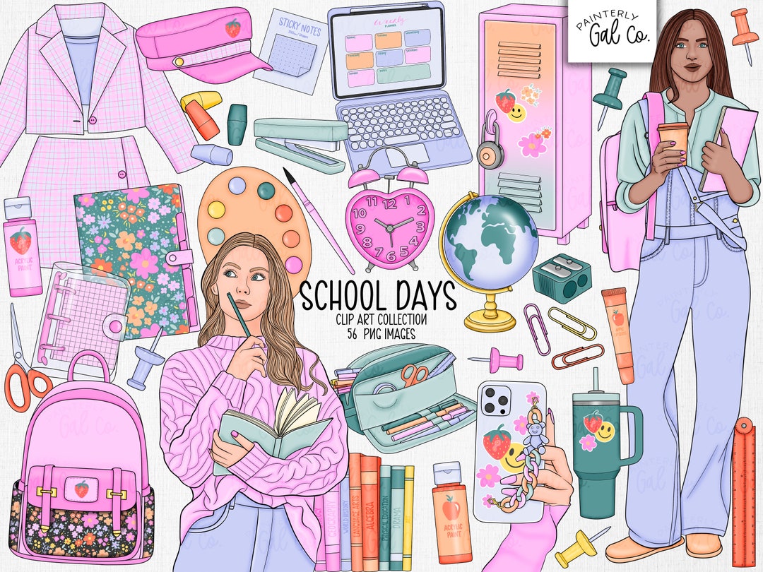 School Days Clip Art | First Day of School Clipart PNG Images | Digital ...