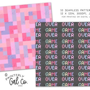 Gamer Girl Digital Papers | Gaming, Modern, Seamless Patterns ...
