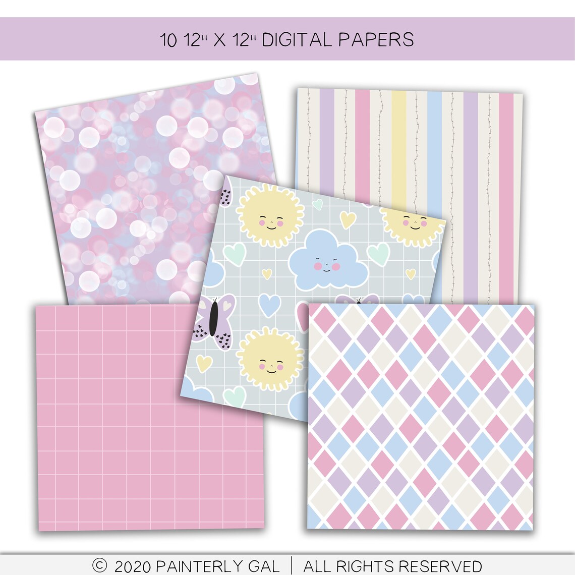 Kawaii Life Digital Papers | Cute Seamless Patterns | Digital ...