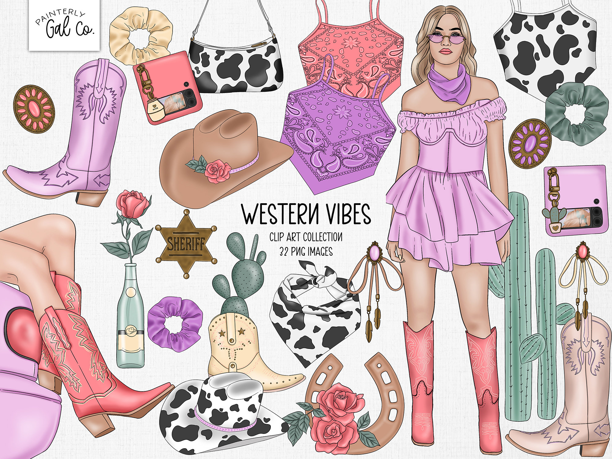 Western Vibes Cowboy Inspired Clipart. Western Digital Art - Etsy