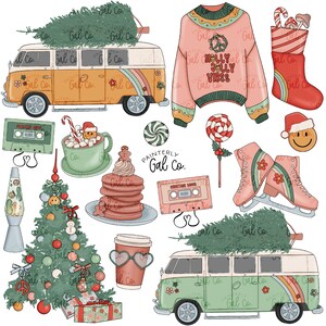 Groovy Christmas Clip Art | Retro Holiday, Xmas Clipart PNG Images ...