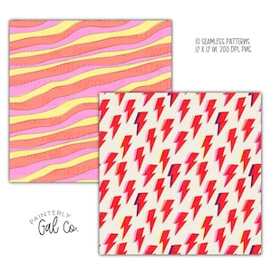 Retro Vibes Digital Papers | Abstract 90s 80s 70s Seamless Patterns ...