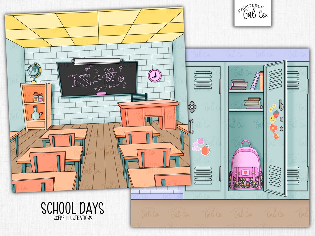 School Days Illustrations | Clip Art Add On - Etsy
