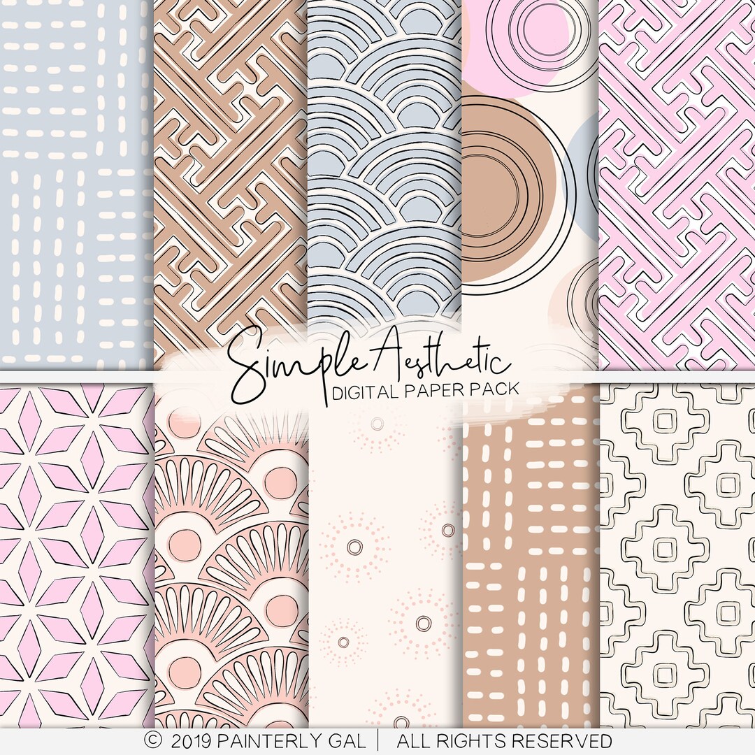 Simple Aesthetic Digital Papers | Geometric Seamless Patterns ...