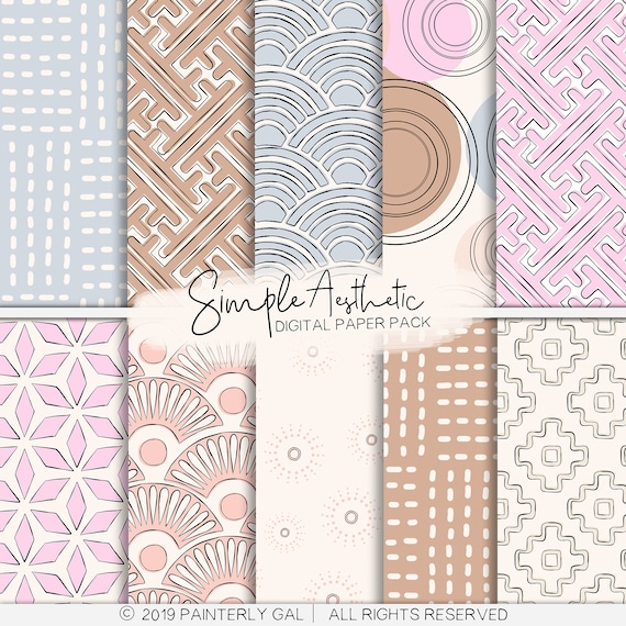 Simple Aesthetic Digital Papers Geometric Seamless Patterns | Etsy