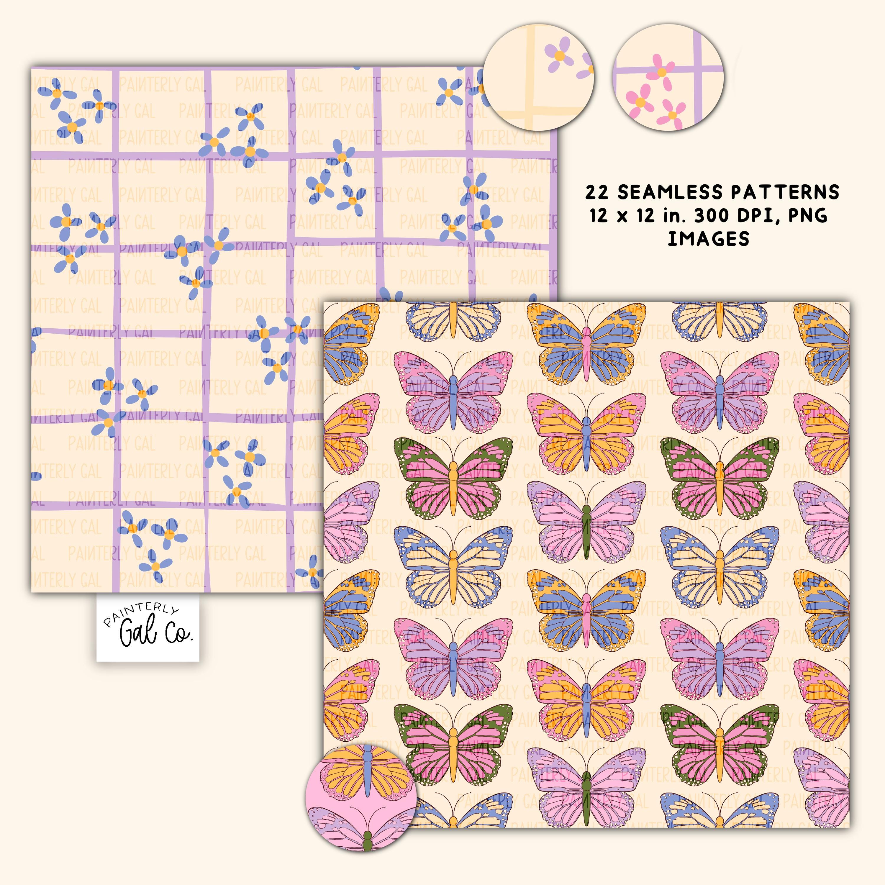 Chasing Butterflies Digital Paper Patterns, Spring Seamless Pattern ...