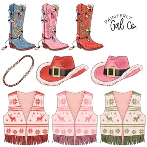 Howdy Christmas Clip Art, Holiday Cowgirl Clipart, Western Holiday ...