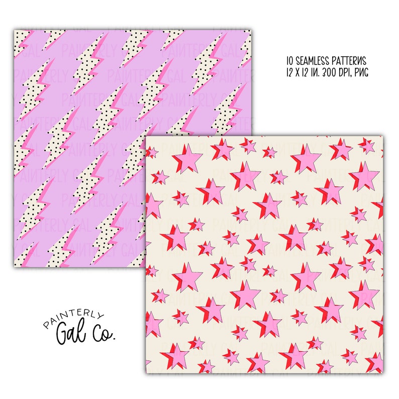 Retro Vibes Digital Papers | Abstract 90s 80s 70s Seamless Patterns ...