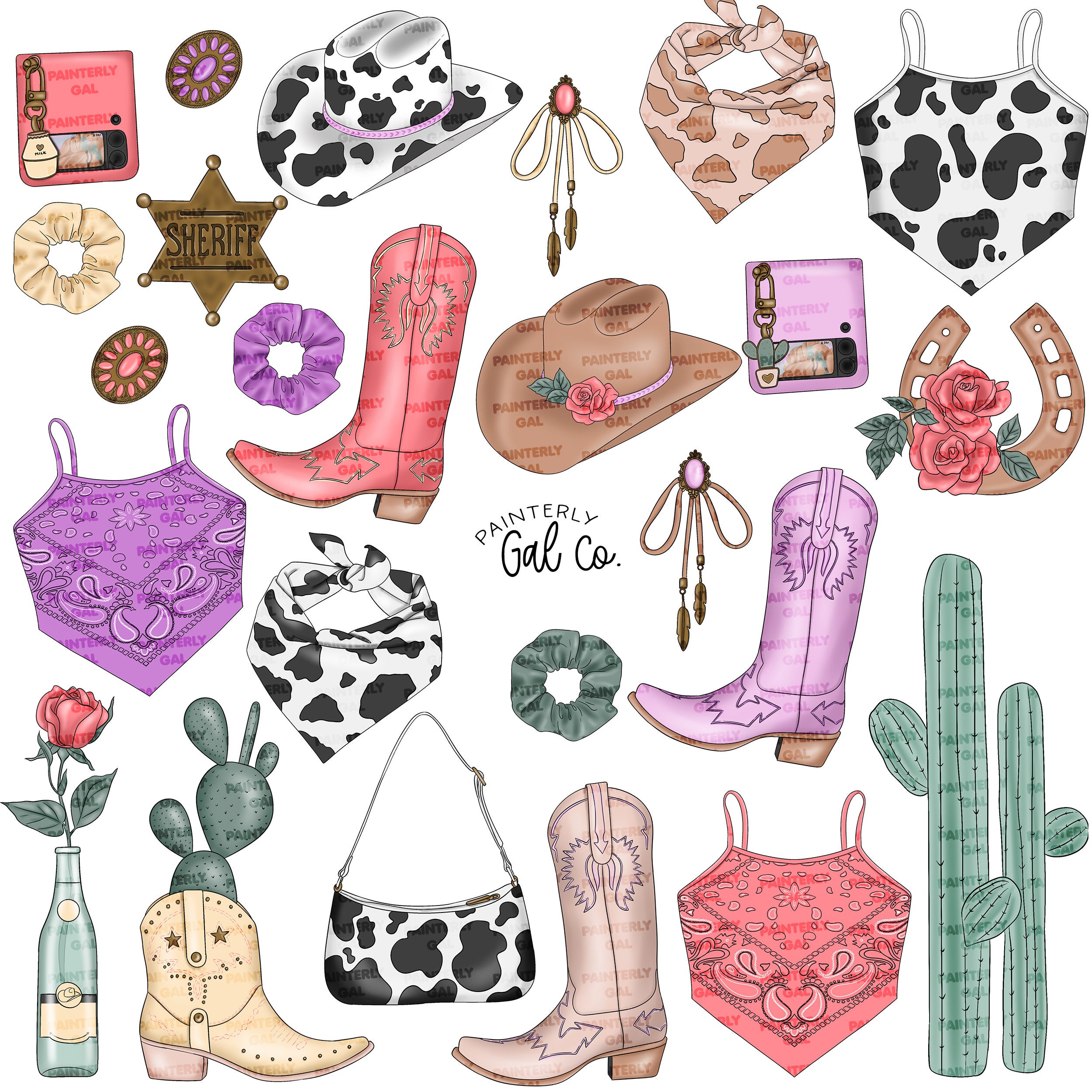 Western Vibes Cowboy Inspired Clipart. Western Digital Art - Etsy